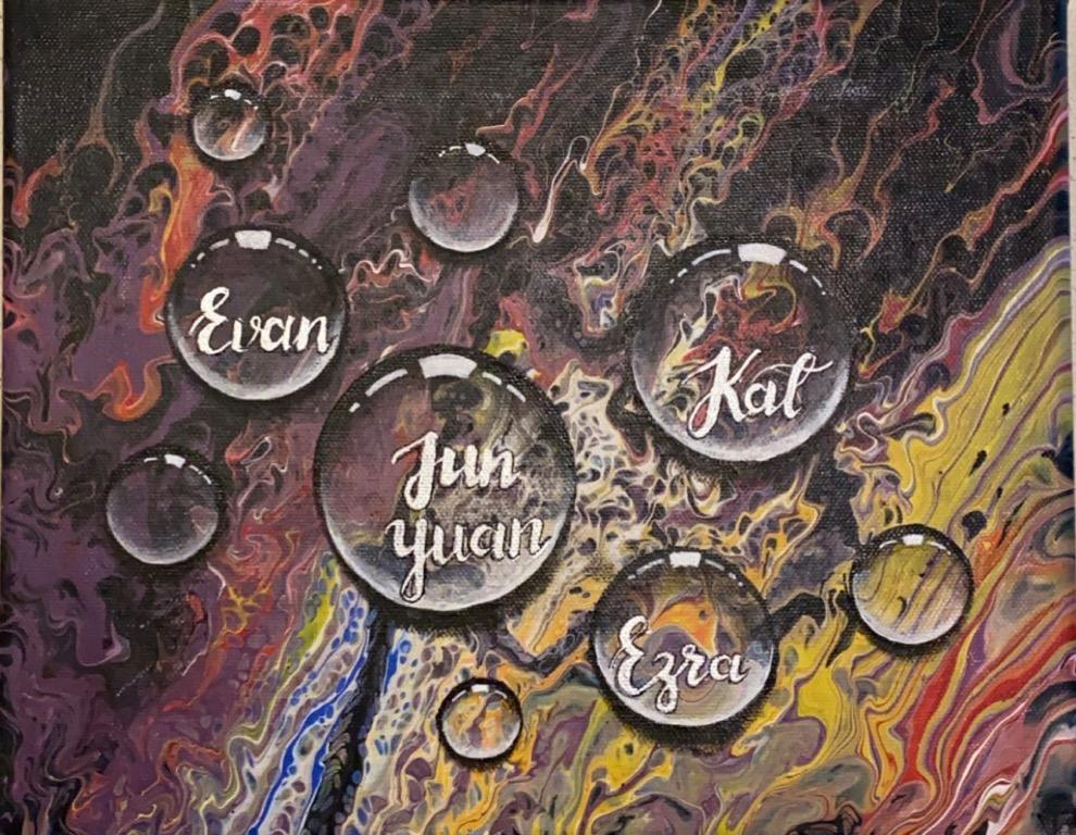 Personalised acrylic painting - Multiple names/wordings (customised ...