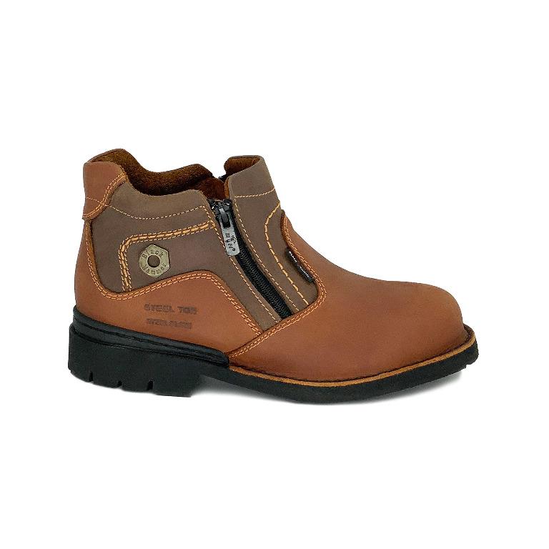 Safety Shoes Black Hammer Maroon Black Men Mid Zip BH4701, Men's ...