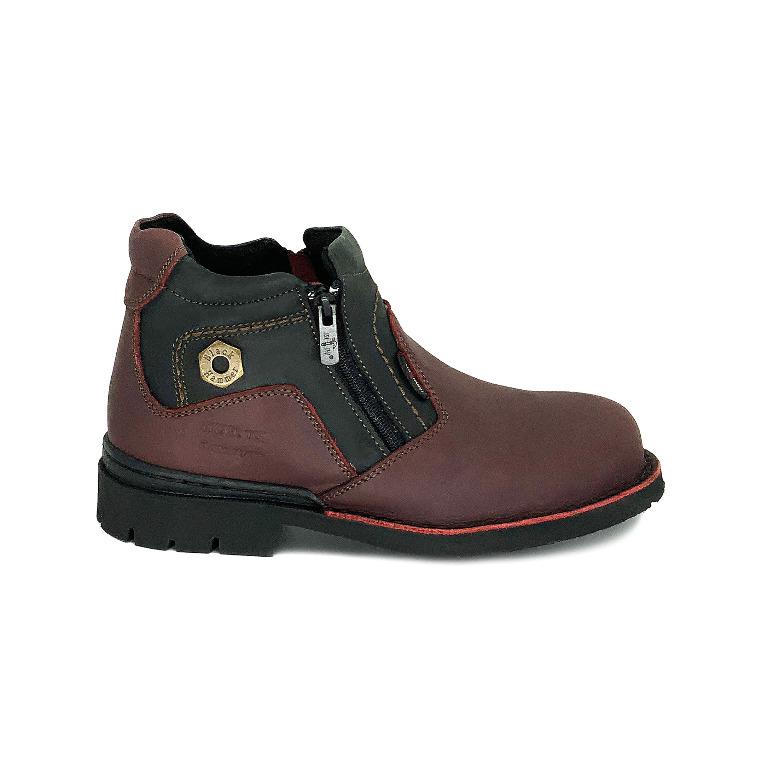 Safety Shoes Black Hammer Maroon Black Men Mid Zip BH4701, Men's ...