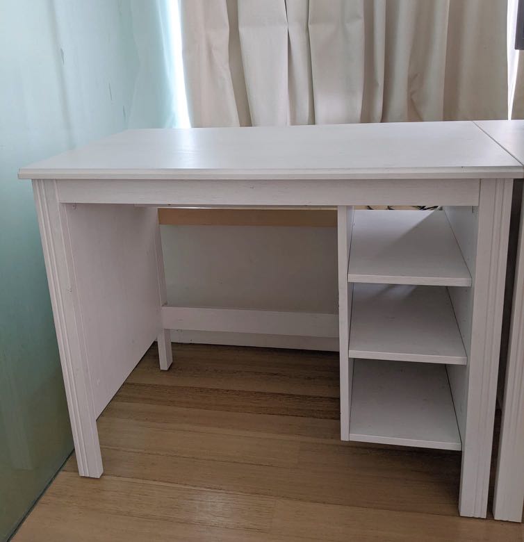 White IKEA Brusali desk, Furniture & Home Living, Furniture, Tables ...