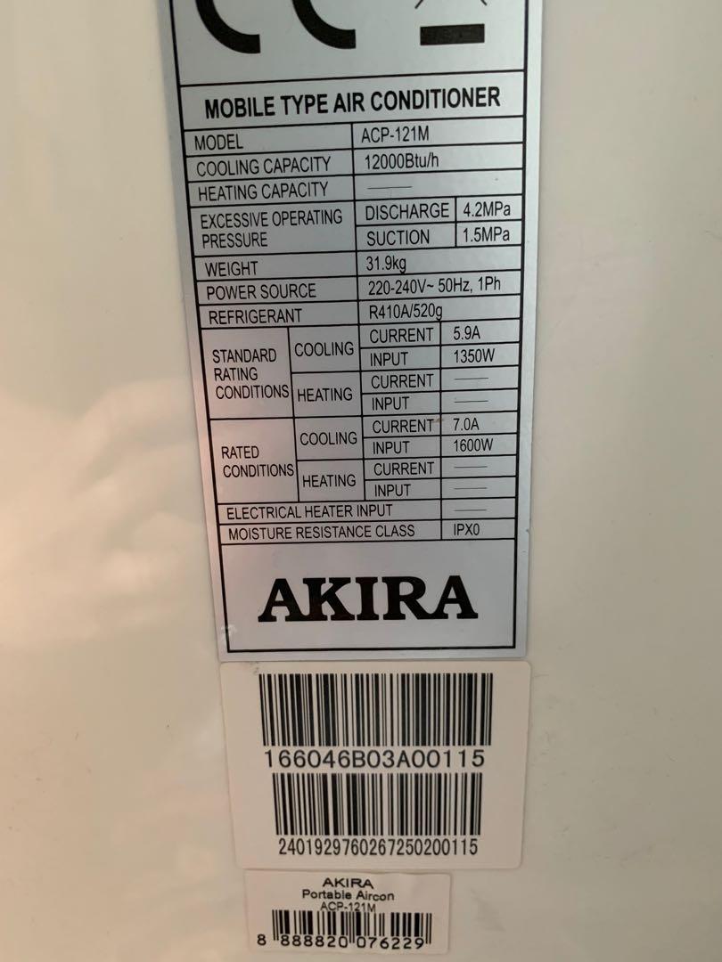 Akira Portable aircon, TV & Home Appliances, Air Conditioners & Heating ...
