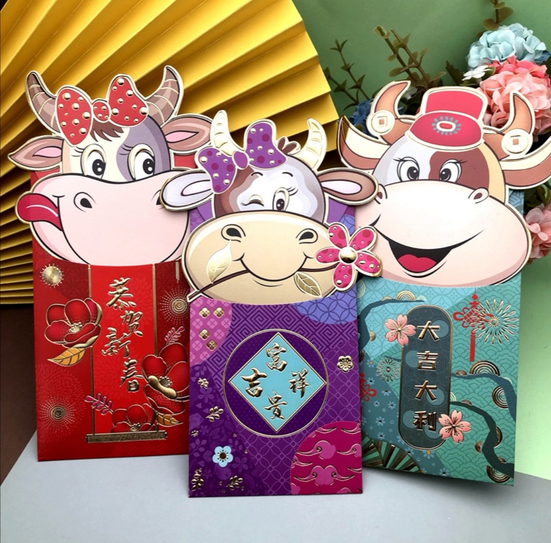 Angbaos for Chinese New Year, Year of Ox, embossed gold foil, creative ...