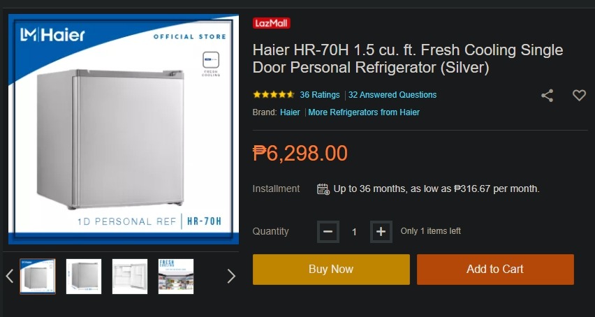 Haier HT-70H 1.5 cu ft. Fresh Cooling Single Door Personal Refrigerator ...