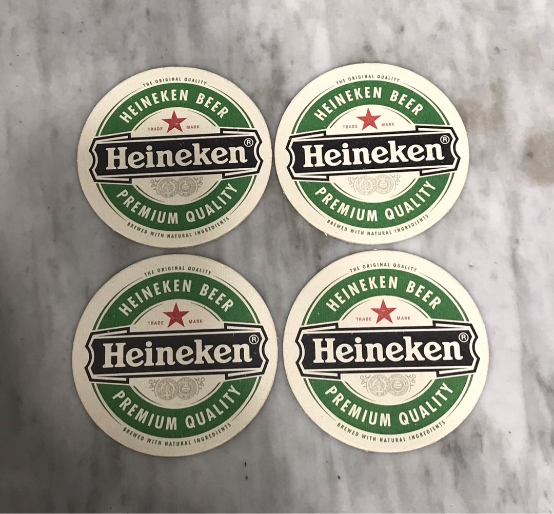 Heineken Paper Coasters ( 4 Pieces ), Furniture & Home Living, Home ...