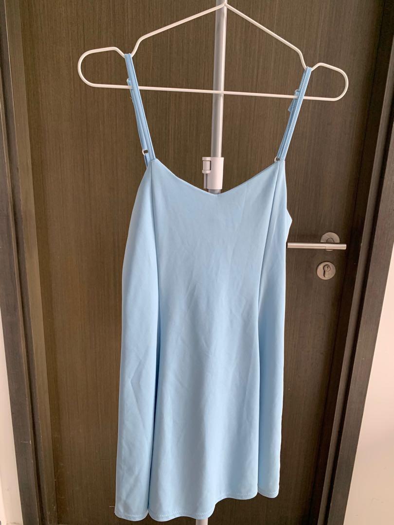 Light Blue spaghetti dress, Women's Fashion, Tops, Sleeveless on Carousell