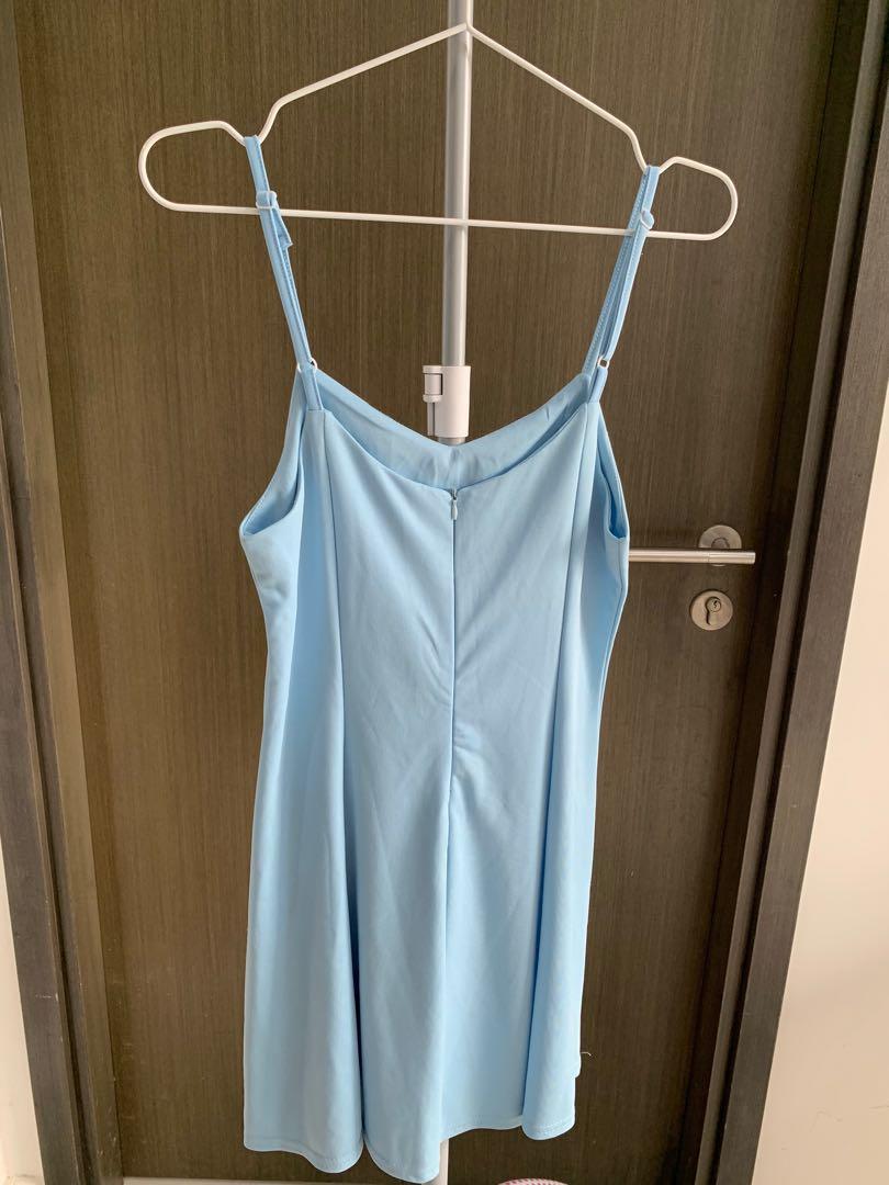 Light Blue spaghetti dress, Women's Fashion, Tops, Sleeveless on Carousell