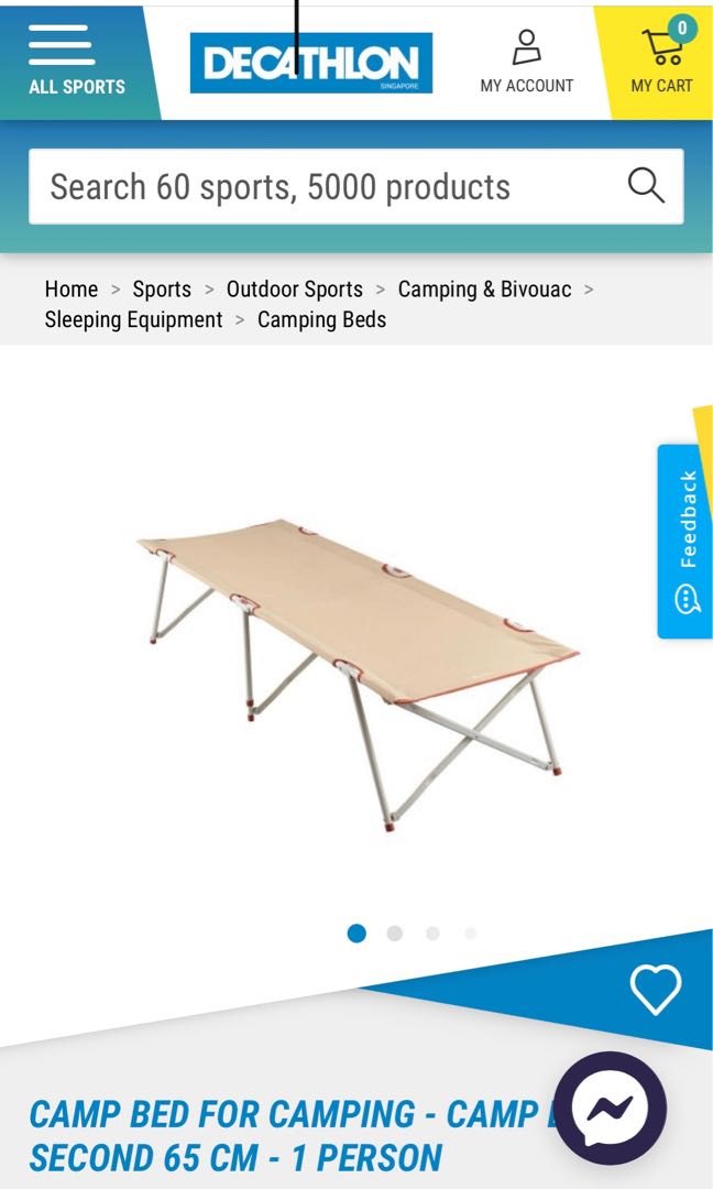 New Decathlon camp bed 65cm width, Furniture & Home Living, Furniture ...