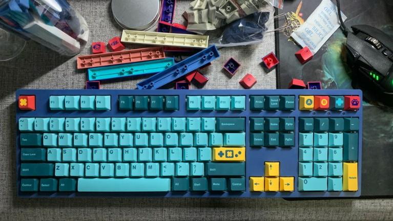 PBT Keycaps Teal/Yellow Colorway In Stock mechanical keyboard keycaps # ...