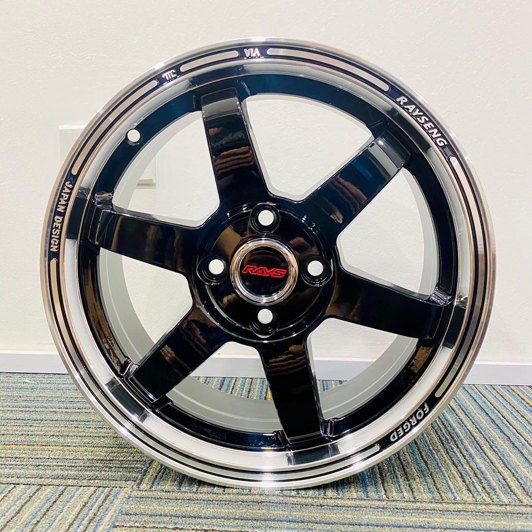 15” Rays TE37 4x100 Rims, Car Accessories, Tyres & Rims on Carousell