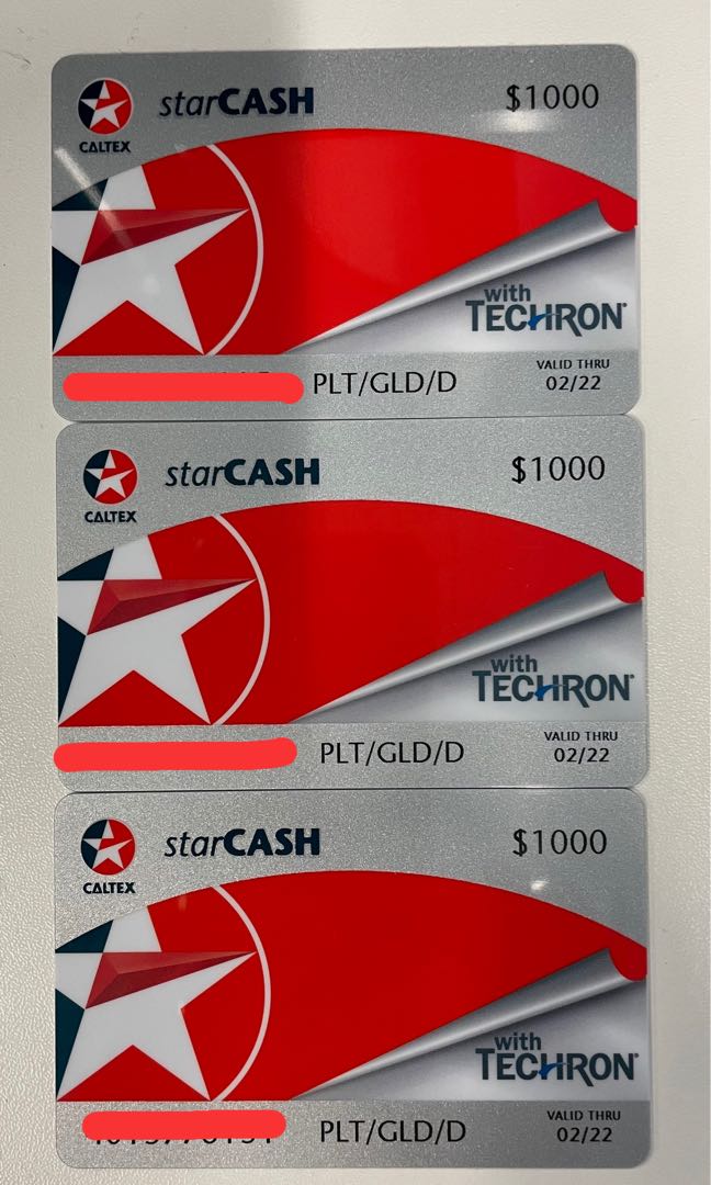 加德士現金咭 Caltex starCASH Card $1000 x 3, 門票＆禮券, 兌換券 - Carousell