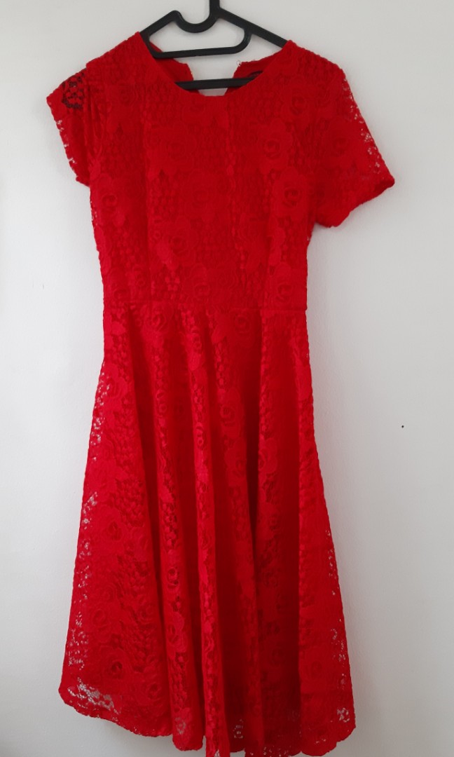 Fress lace merah cantik, Fesyen Wanita, Pakaian Wanita, Gaun & Rok di ...