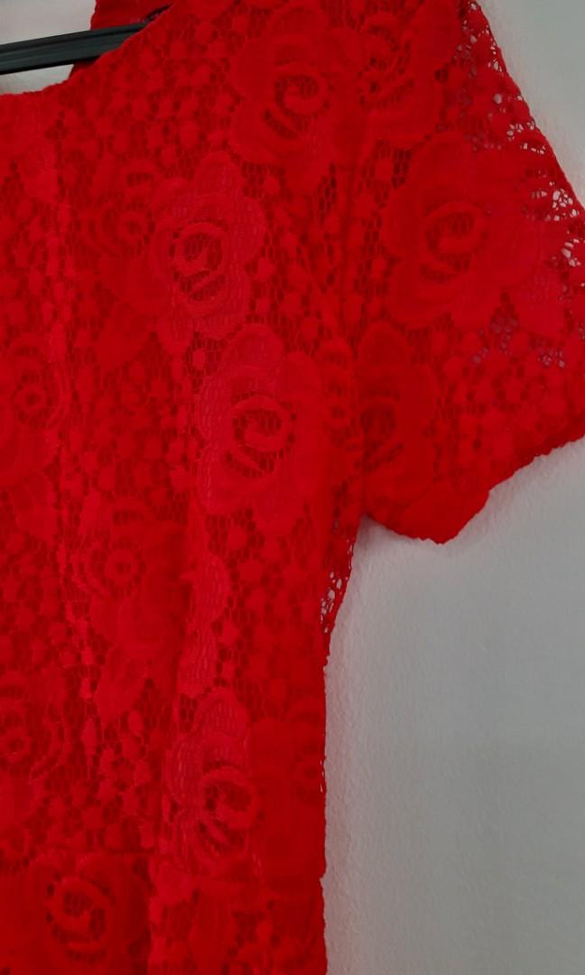 Fress lace merah cantik, Fesyen Wanita, Pakaian Wanita, Gaun & Rok di ...
