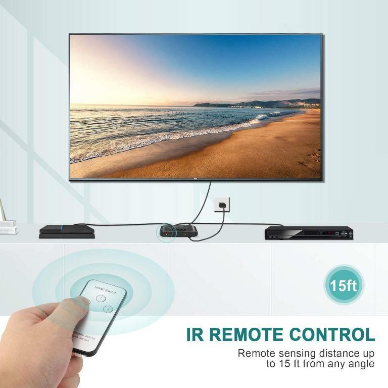 HDMI Switch 4k HDMI Splitter 3 in 1 Techole Aluminum with IR Remote ...