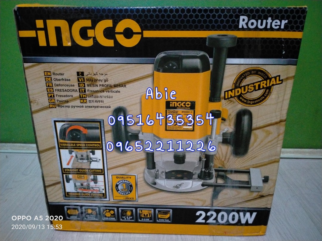 INGCO 2200W Electric Wood Router, Commercial & Industrial, Construction ...
