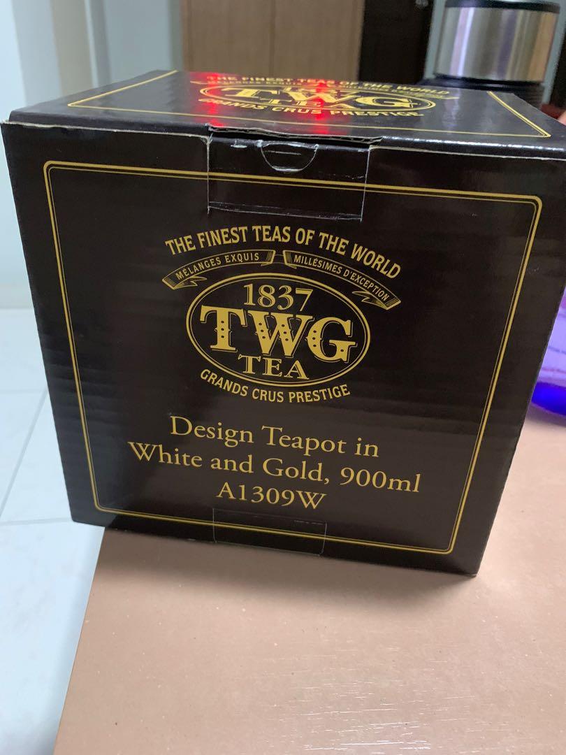 TWG Design Gold Teapot in white, Furniture & Home Living, Kitchenware ...