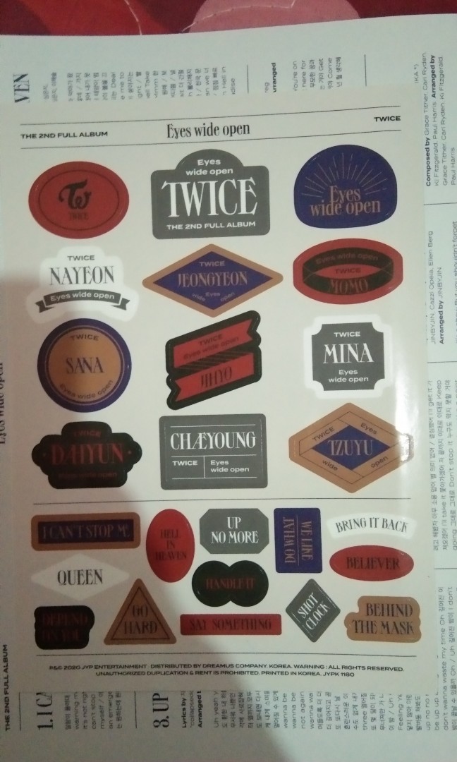 Twice Eyes Wide Open Official Sticker Set, Hobbies & Toys, Memorabilia ...