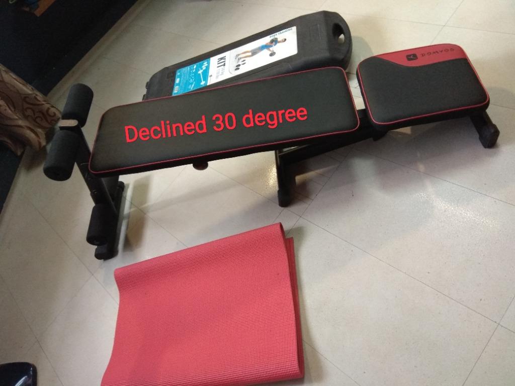 Bench and 50kg weights with free gym mat, Sports Equipment, Exercise ...