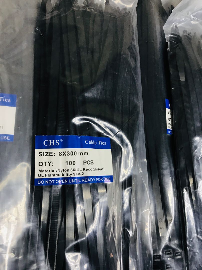CHS Cable tie 8X300mm BLACK/WHITE, Furniture & Home Living, Cleaning ...