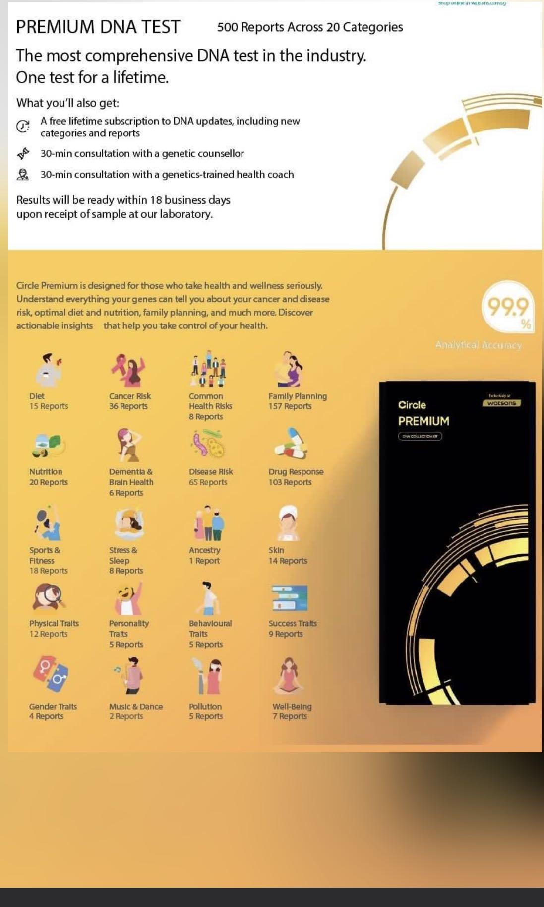 CIRCLE DNA PREMIUM TEST, Health & Nutrition, Medical Supplies & Tools ...