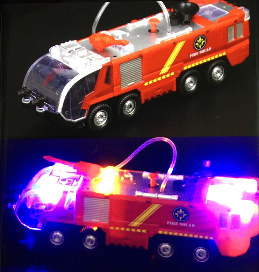 Electric Fire Fighting Truck Toy Light Sound Sprinkler Fire, Hobbies ...
