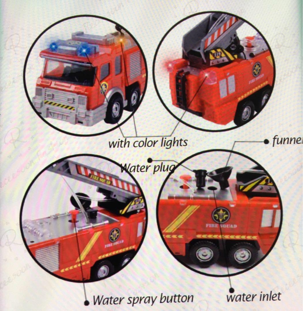 Electric Fire Fighting Truck Toy Light Sound Sprinkler Fire, Hobbies ...