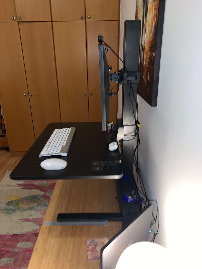 Electric Standing Desk Riser, adjustable height, sit stand work table ...