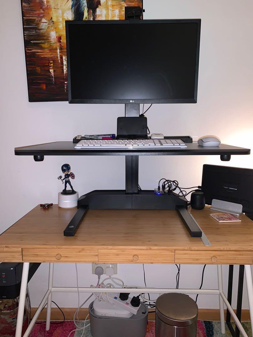 Electric Standing Desk Riser, adjustable height, sit stand work table ...