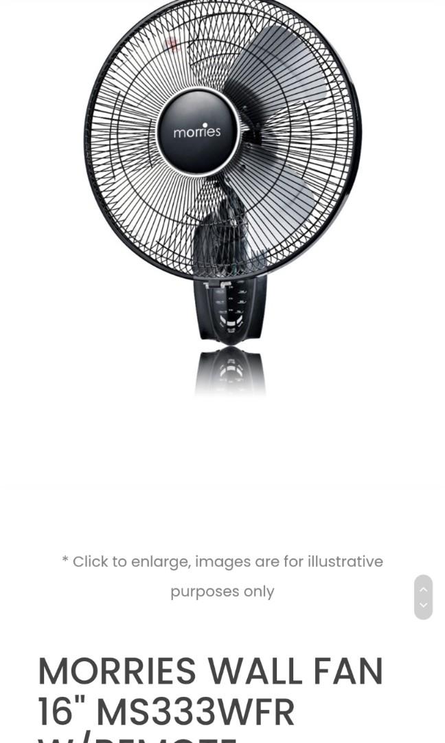 Morris Wall Fan with Remote Control, Furniture & Home Living, Lighting ...