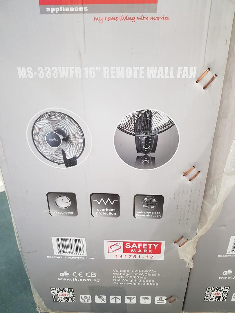 Morris Wall Fan with Remote Control, Furniture & Home Living, Lighting ...