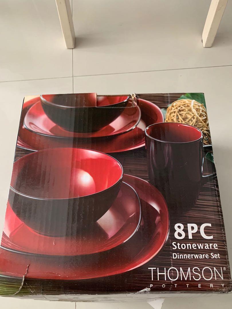 Thomson Pottery 8PC Stoneware Dinnerware Set, Furniture & Home Living ...