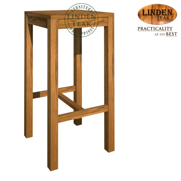 Handcrafted Solid Teak Wood Garden Bar Chair without Back Furniture ...