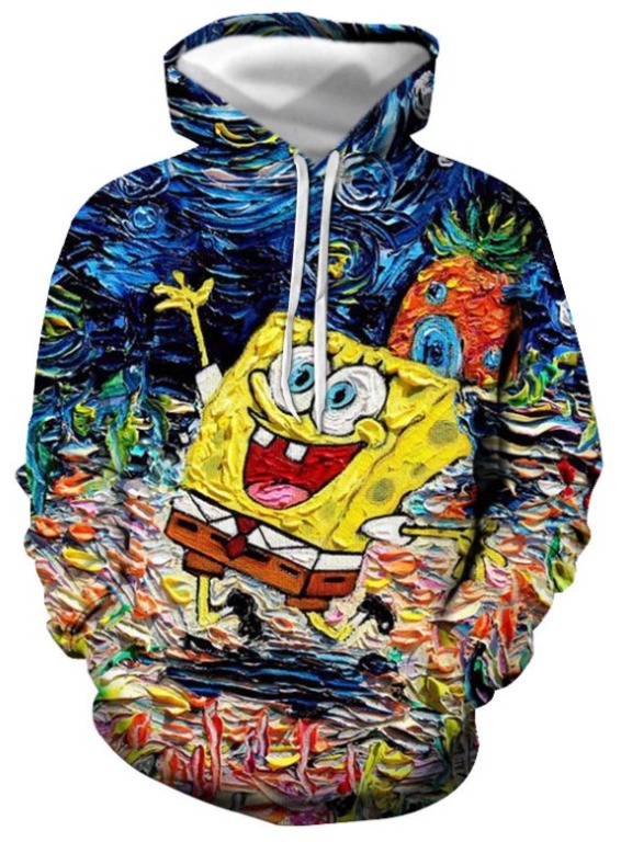 PARODY SPONGEBOB SQUAREPANTS VINCENT VAN GOGH ART THE STARRY NIGHT 3D ...