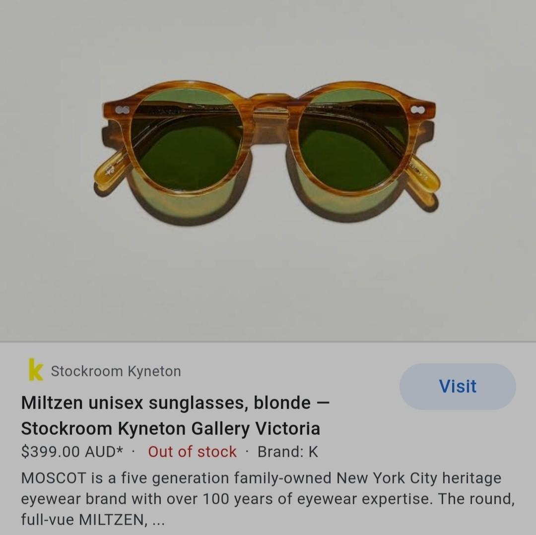 Rare and Authentic Moscot Miltzen Sunglasses, Women's Fashion, Watches ...