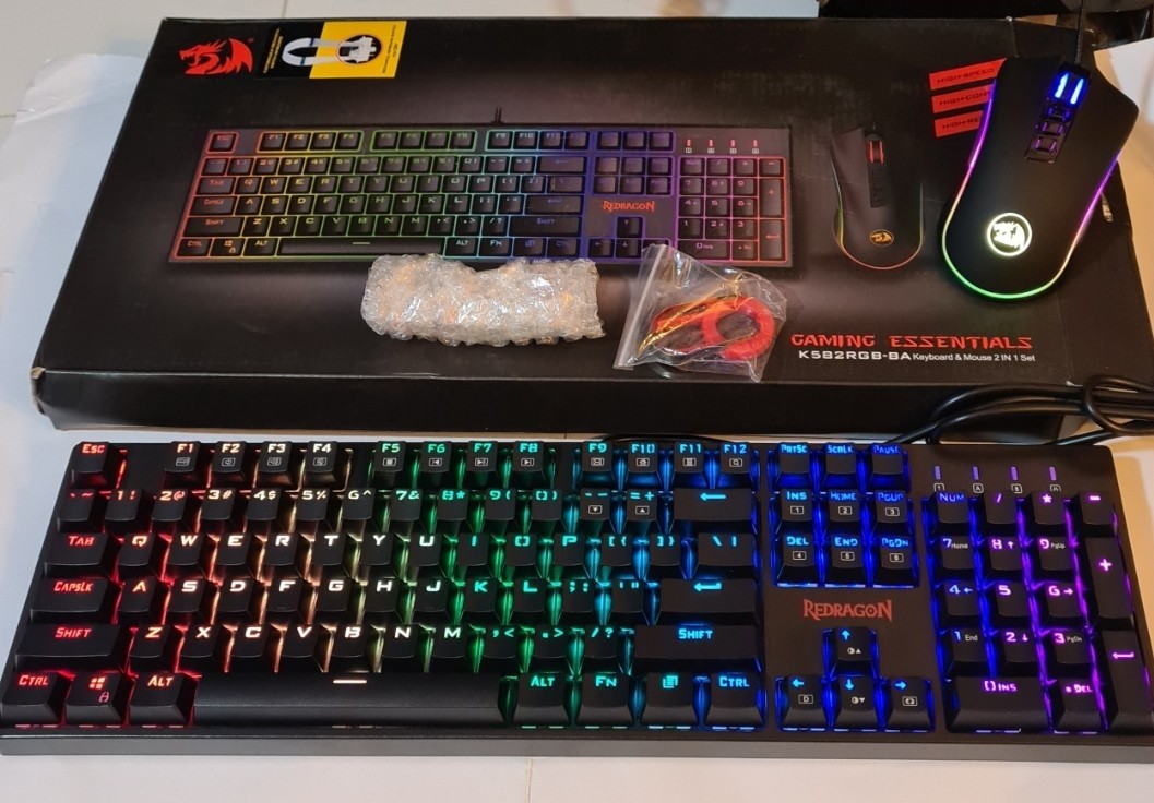 Redragon K582-BA Wired Mechanical Gaming Keyboard & M711 Cobra Gaming ...