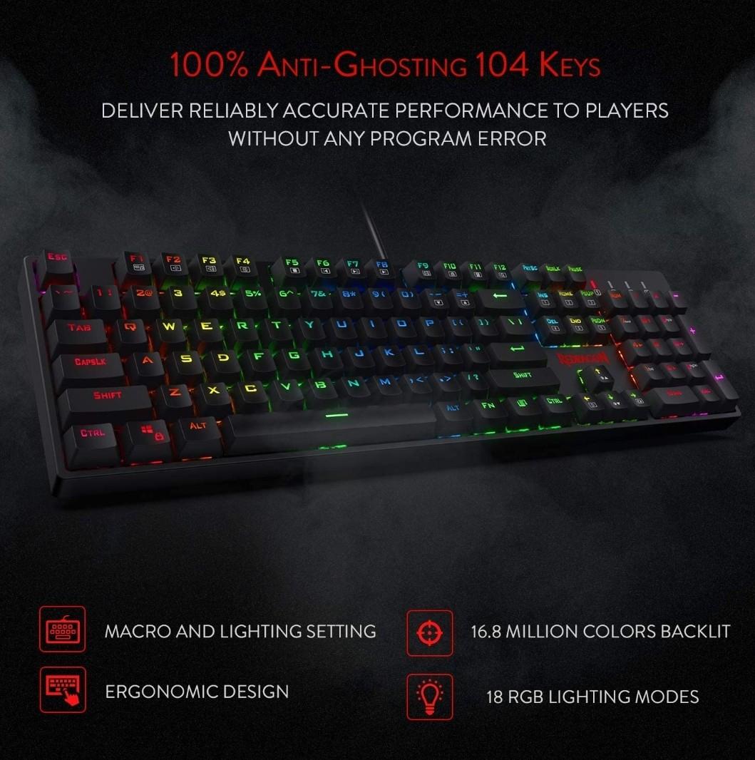 Redragon K582-BA Wired Mechanical Gaming Keyboard & M711 Cobra Gaming ...