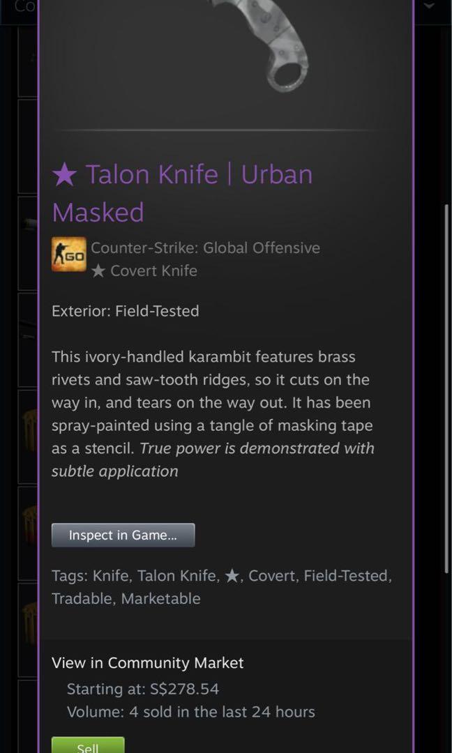 Talon Knife Urban Masked, Sports Equipment, Bicycles & Parts, Bicycles ...