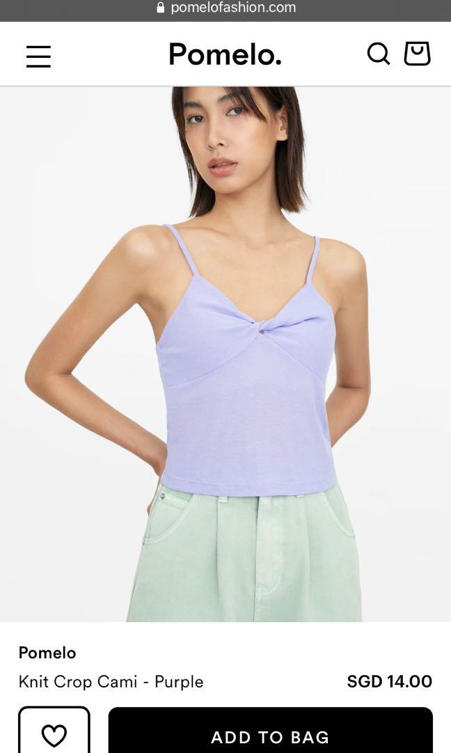 Pomelo front knot spaghetti top lilac, Women's Fashion, Tops ...