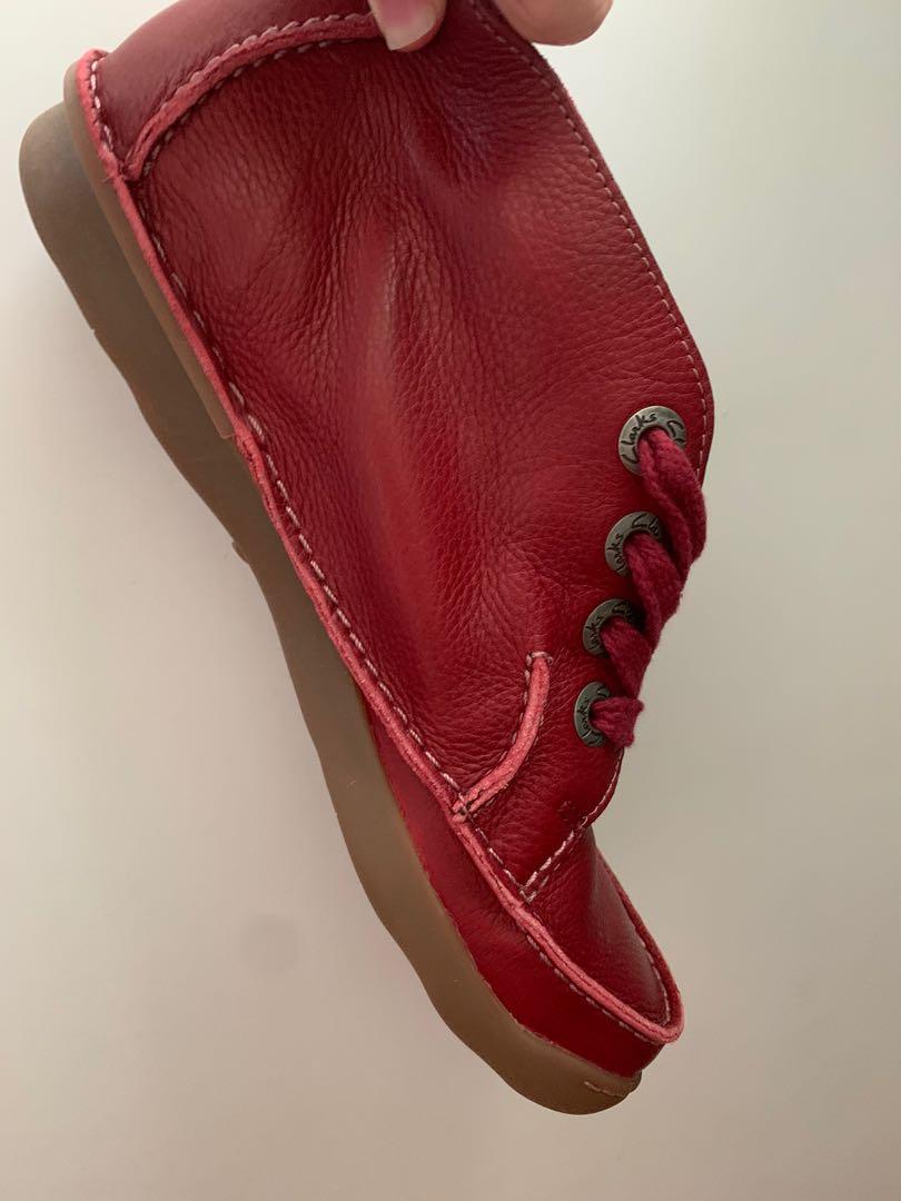 Clarks Red boots, Women's Fashion, Footwear, Boots on Carousell