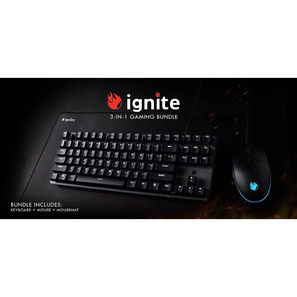COMBO TECWARE IGNITE GAMING BUNDLE 3 in 1 set MECH 87 KB & MOUSE ...