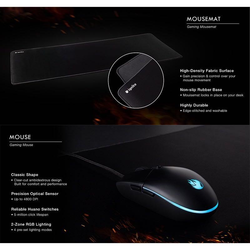 COMBO TECWARE IGNITE GAMING BUNDLE 3 in 1 set MECH 87 KB & MOUSE ...