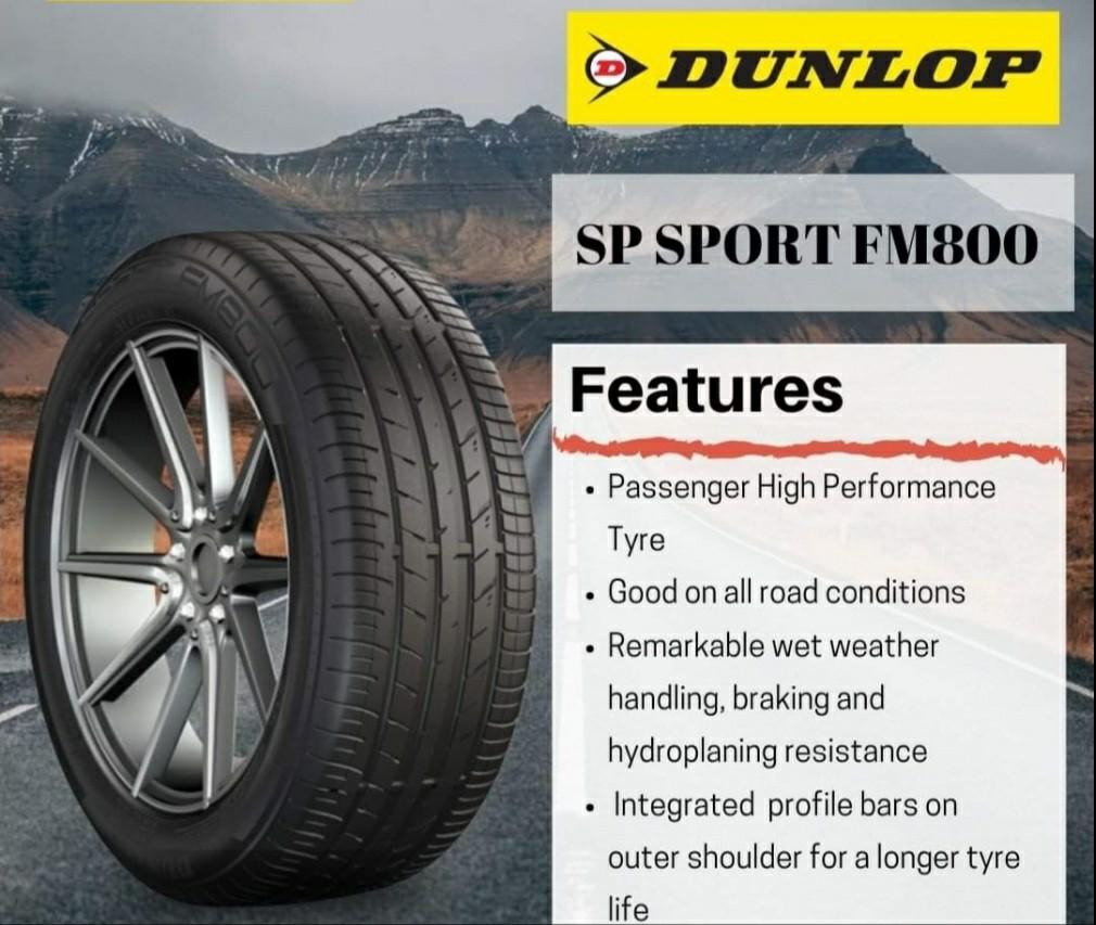 Dunlop FM800 Tyres, Car Accessories, Tyres & Rims on Carousell