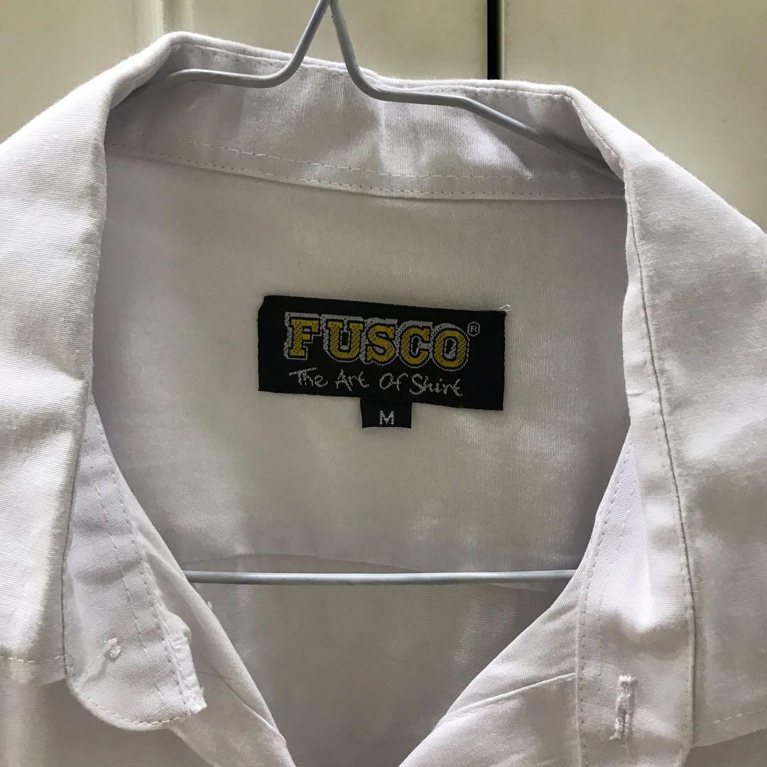 Fusco Men White Shirt / Kemeja Putih Lengan Panjang Pria, Fesyen Pria ...
