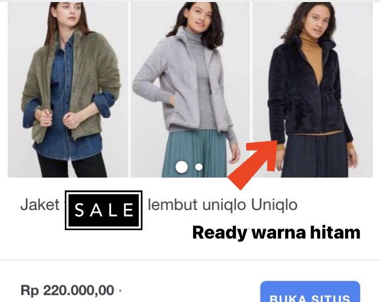Jaket uniqlo hitam premium, Fesyen Wanita, Pakaian Wanita, Baju Luaran di Carousell