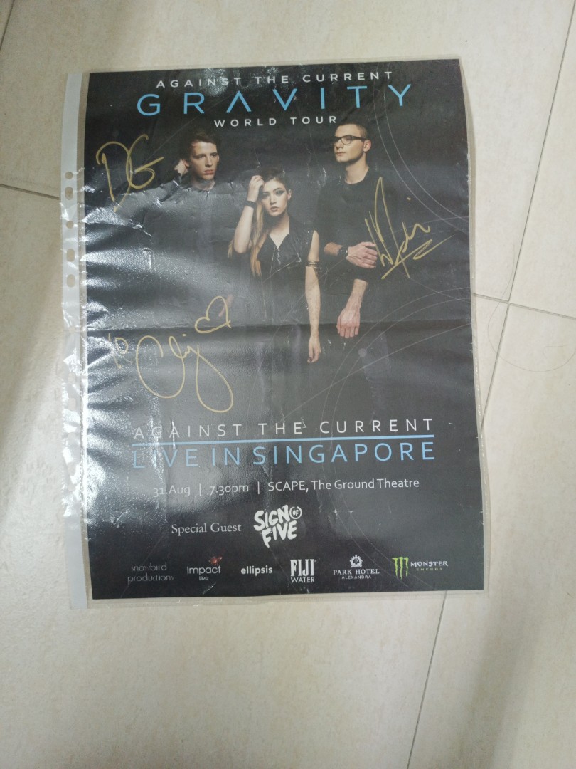 Laminated A3 Against the Current ATC signed poster, Music & Media, CDs ...