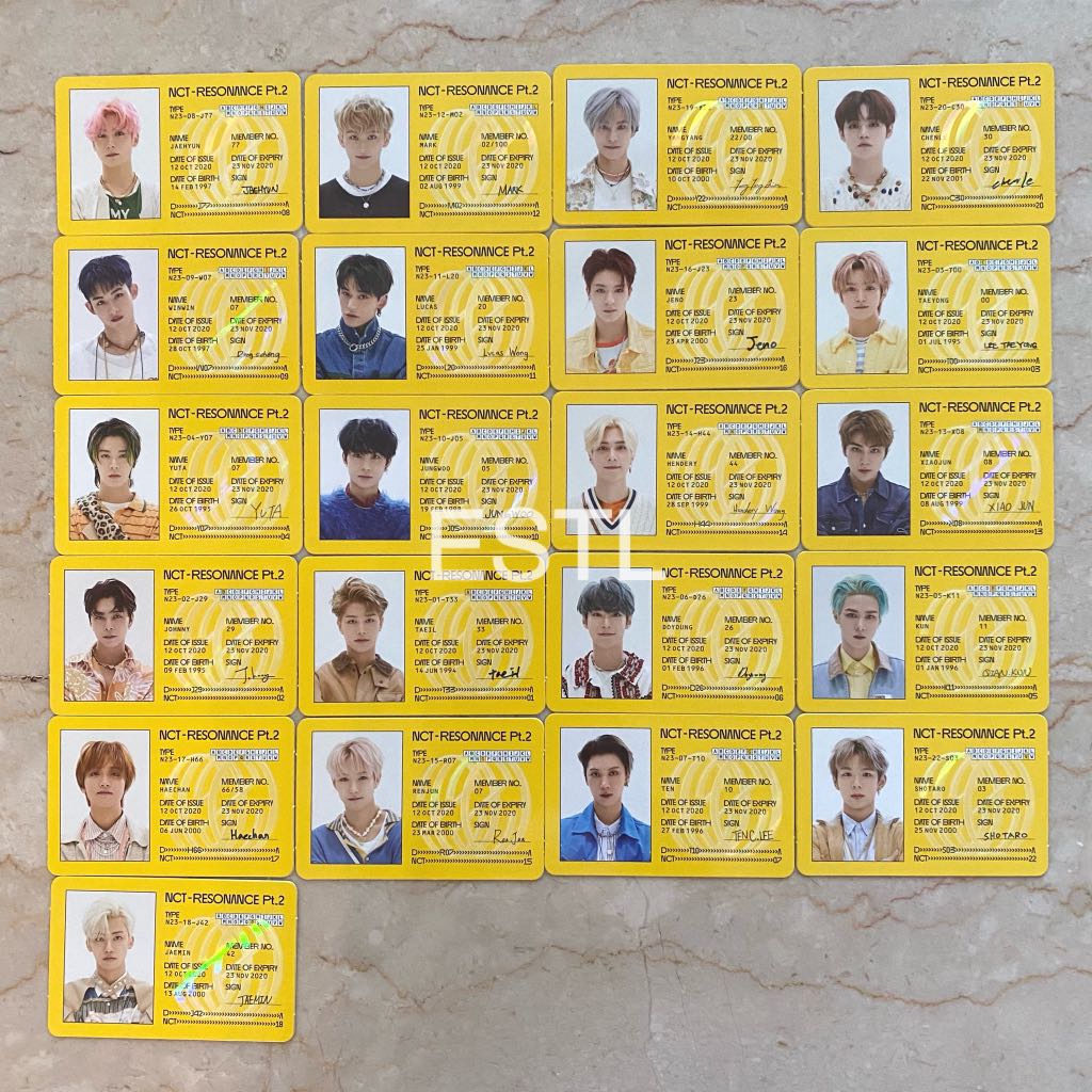 NCT 2020 Resonance Pt 2 Departure ID Cards Official Photocards Set ...