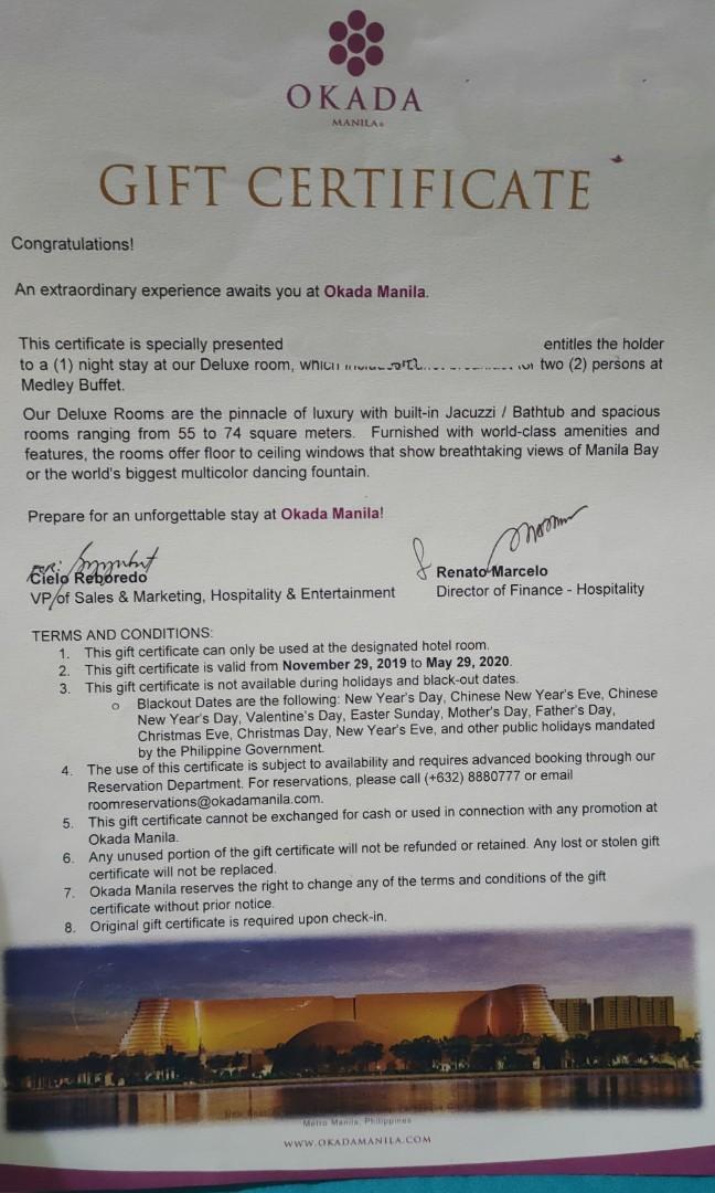 Okada Deluxe King (Original price 16k-18k), Tickets & Vouchers, Store ...