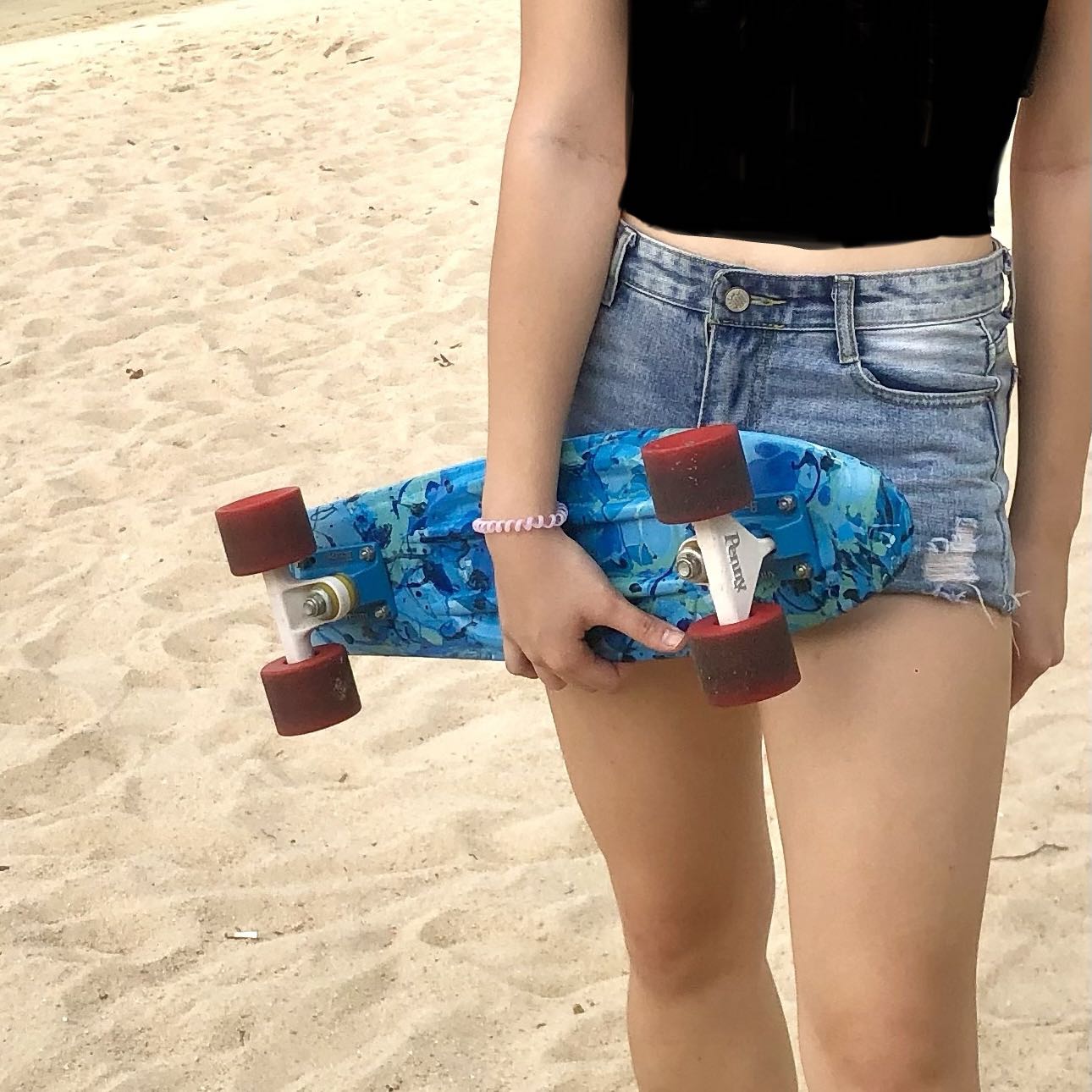 Original Penny Board Blue with Red Wheels. DIY customized base, Sports ...
