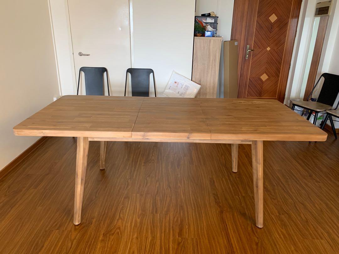 Seb Extendable Dining Table (solid Acacia wood), Furniture & Home ...