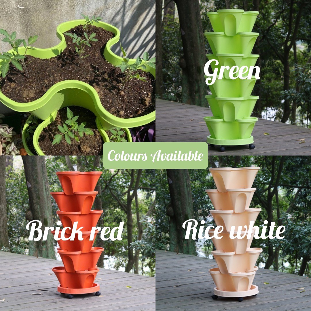 Stackable Flower Pots [Tower Planter Box], Furniture & Home Living ...