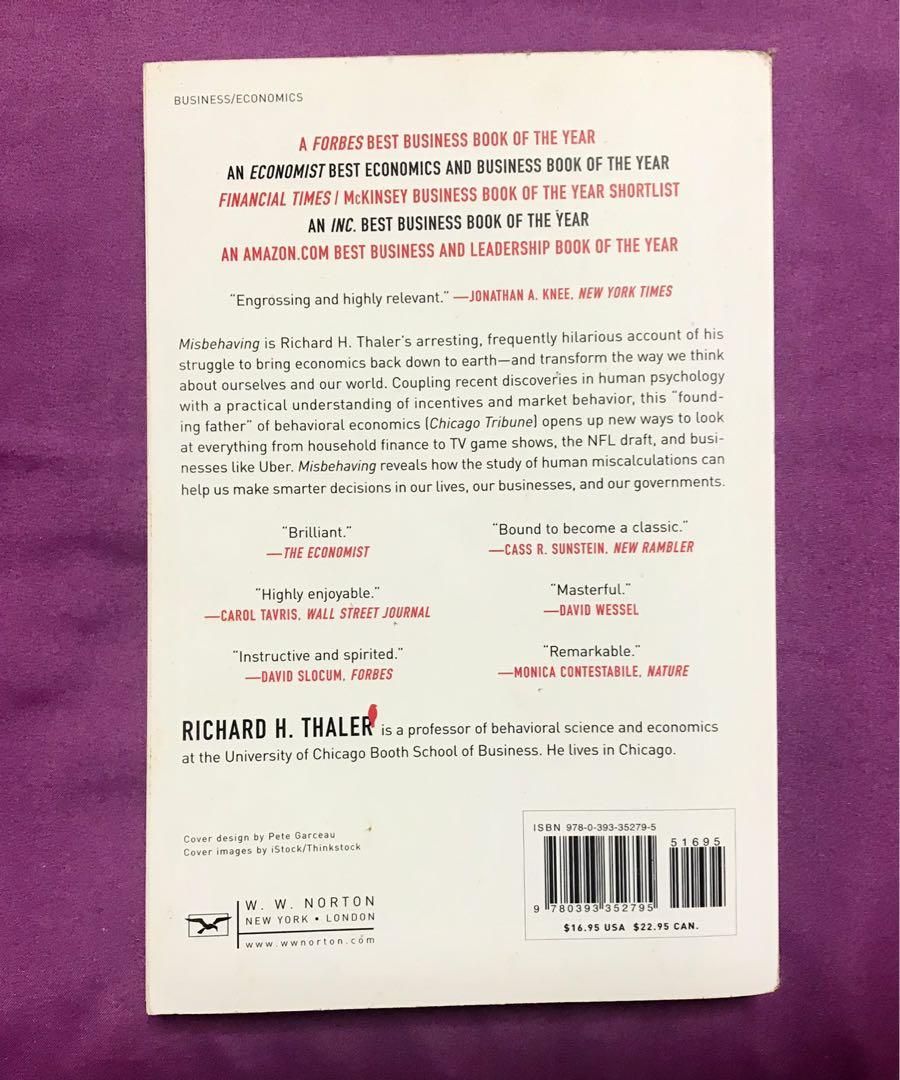 The Making Of Behavioral Economics Misbehaving By Richard H. Thaler, Hobbies & Toys, Books ...